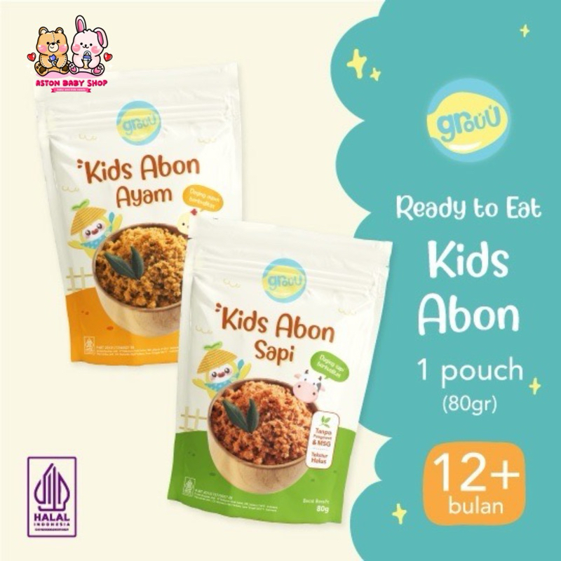 Jual Grouu Kids Abon Ayam/Sapi POUCH 80gr / Abon Anak 1 Tahun Ke Atas ...