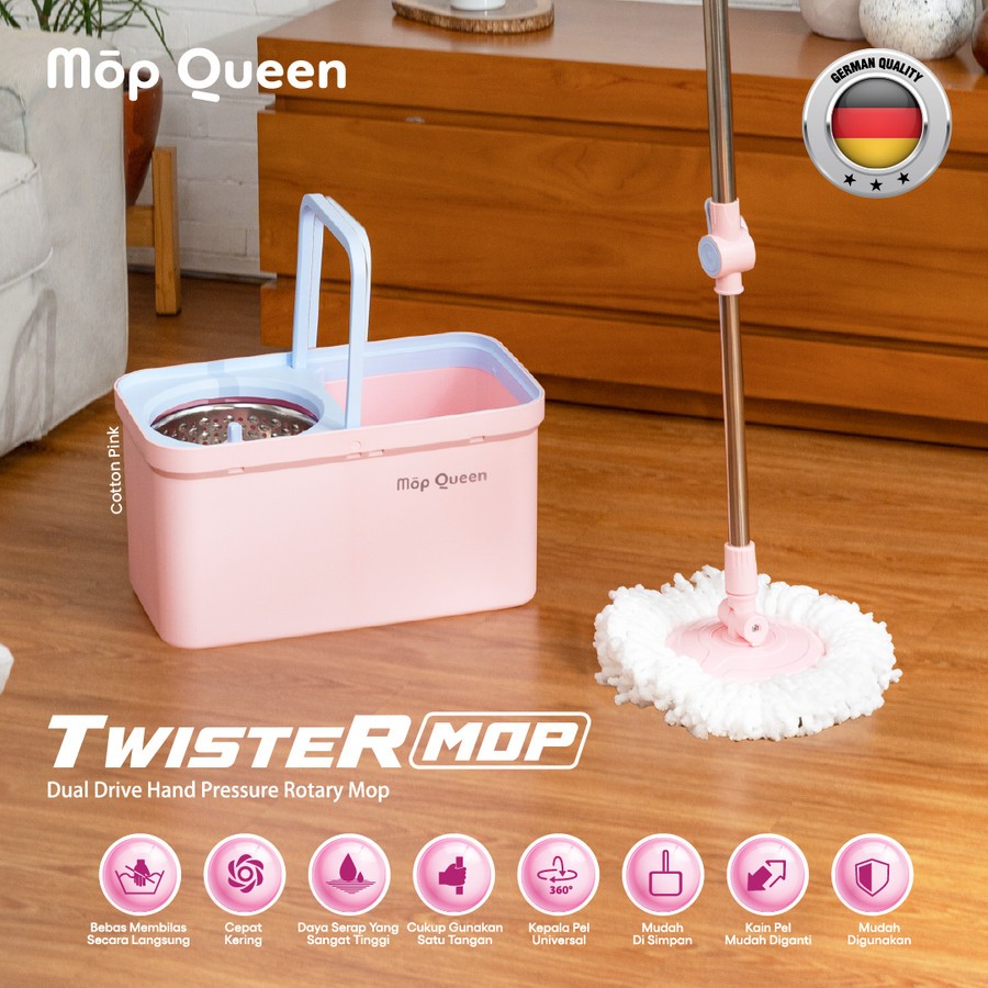 Jual Alat Pel Otomatis Mop Queen Twister Mop Spin Mop Putar Ember ...