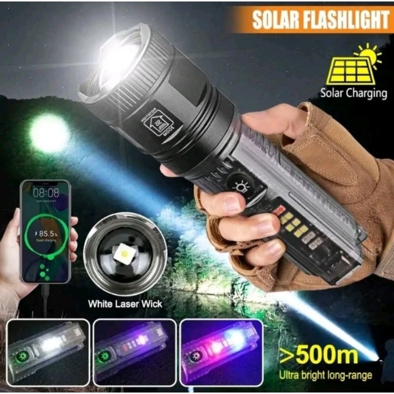 Jual Senter Tangan Transparan X36 Laser Zoom Super Terang + Solar Panel Charger | Shopee Indonesia