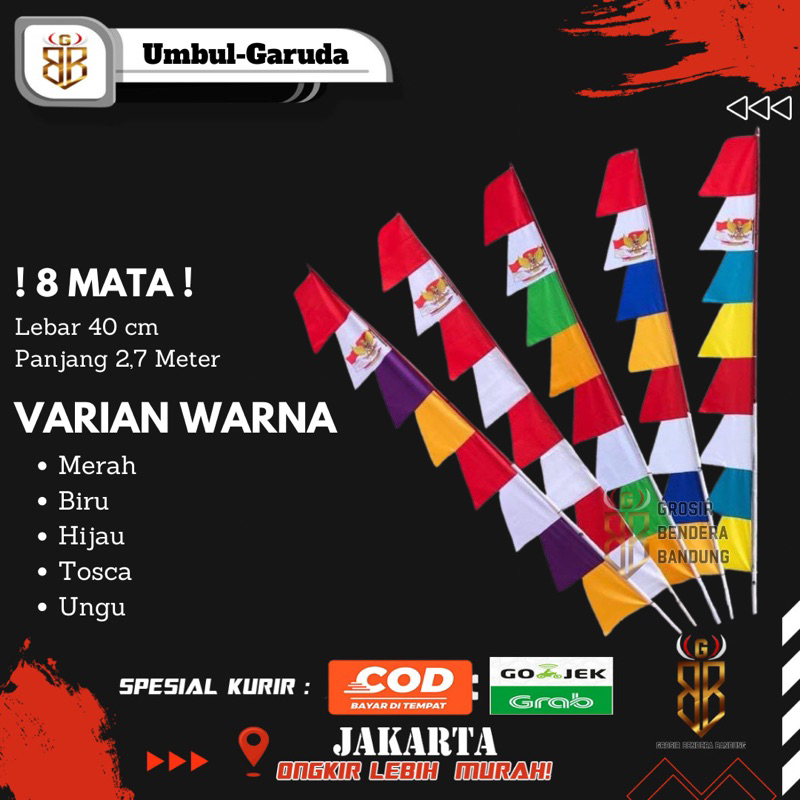 Jual Bendera Umbul Umbul Polos dan Garuda Indonesia Merah Putih Warna Warni | Shopee Indonesia