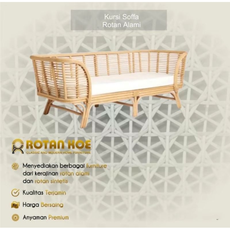 Jual Sofa Bench Rotan Alami / Kursi Sofa Ruang Tamu Rotan Alami ...