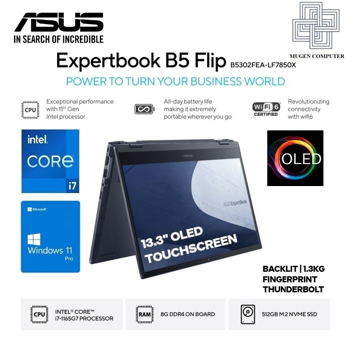 Jual ASUS ExpertBook B5302FEA-LF7850X core i7-1165G7 ram 8GB ssd 512GB 13.3" OLED W11 Pro ...