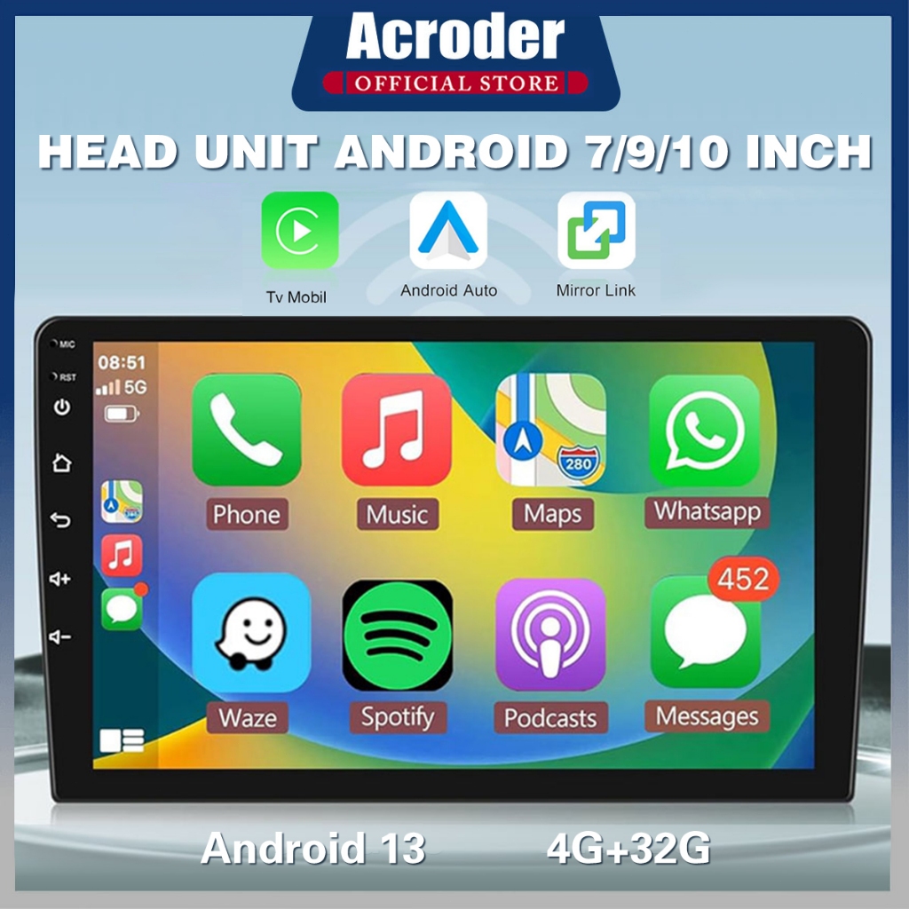 Jual Acroder Head Unit Android 7/9/10 Inch 4G+32G WiFi GPS Android 13 Mirrorlink Cooling system ...