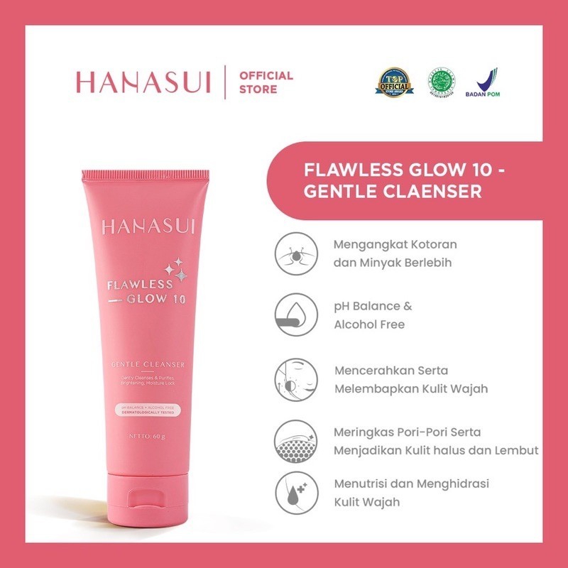 Jual HANASUI FLAWLESS GLOW 10 GENTLE CLEANSER MODEL PASTA PINK | Shopee ...