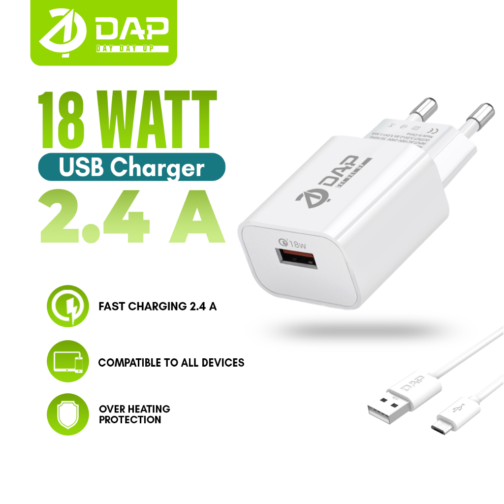 Jual DAP D-AQ6 Charger PD 18 Watt 2.4 A Include Cable USB to Micro Fast ...