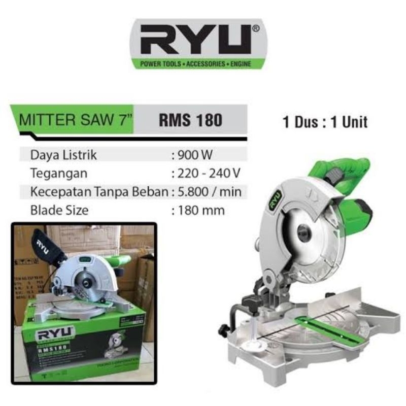 Jual Ryu RMS 180 Mesin Potong Aluminium Ryu Miter Saw 7" Gerinda Duduk ...