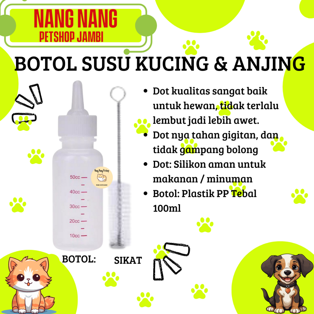 Jual Botol Susu Kucing Anjing 100 ML - 1 Set | Botol Dot Susu Sikat ...