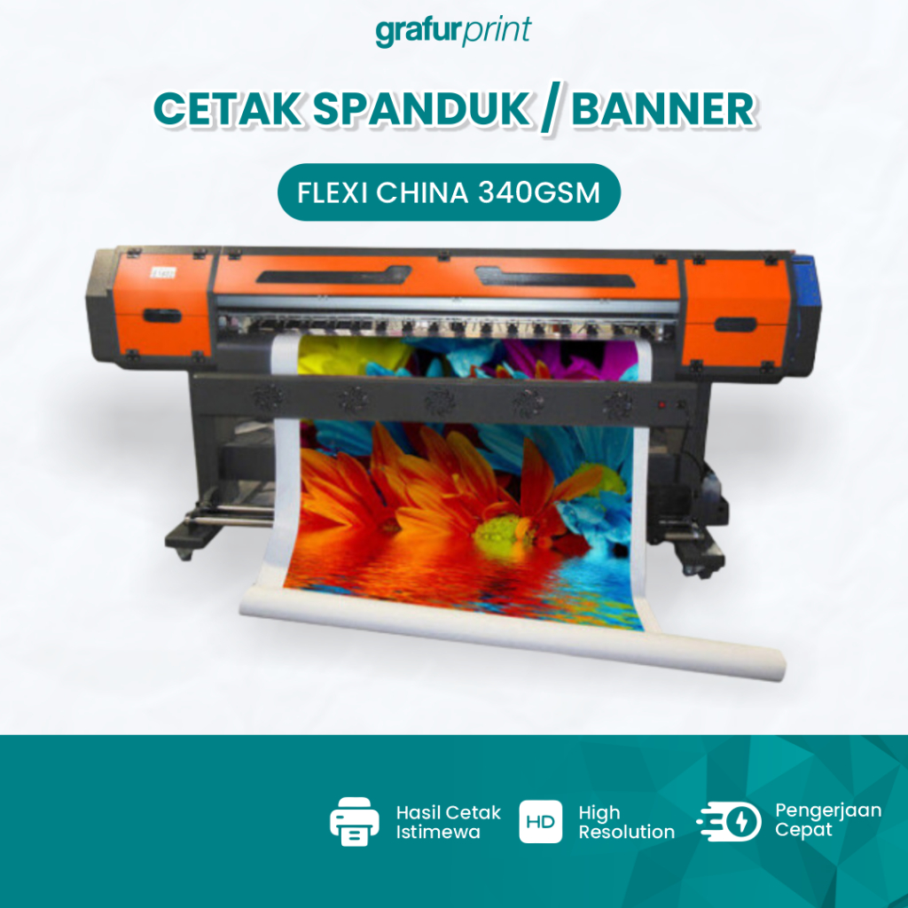 Jual Cetak Spanduk Banner Baliho Bahan Flexy China 340 Gsm Finishing Lubang Mata Ayam Cepat ...