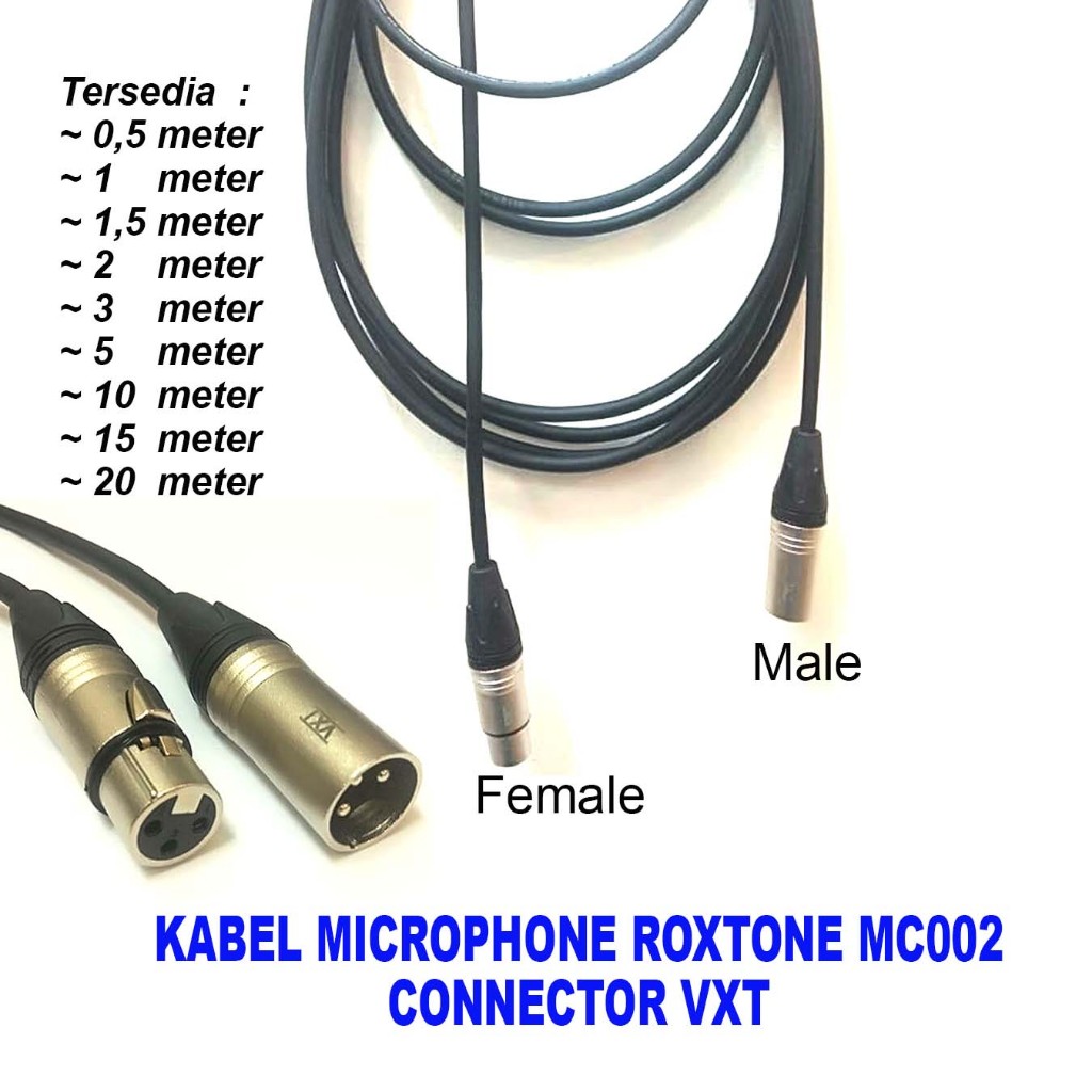Jual Kabel Mic Roxtone Jack xlr Audio VXT Aksesoris Mixer Sound System Panjang 1 Meter | Shopee ...