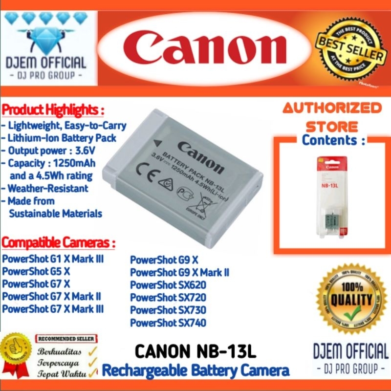 Jual CANON NB-13L Battery Camera Canon NB13L Baterai Canon PowerShot G7x G9x G5x G1x SX740 SX720 ...