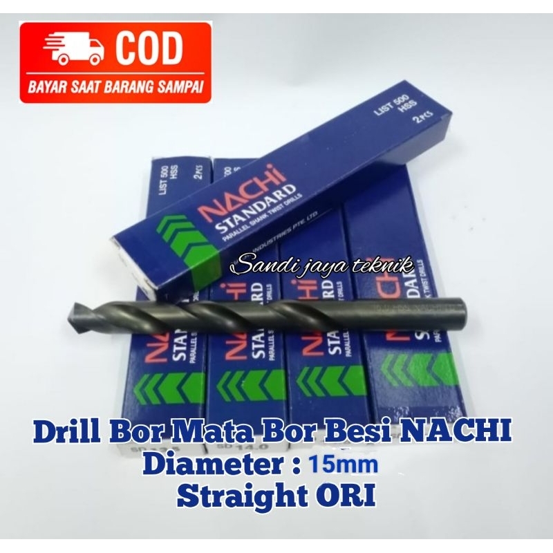 Jual dril bor mata bor besi Nach diameter 15mm straight original 15.0mm Nachi Japan | Shopee ...