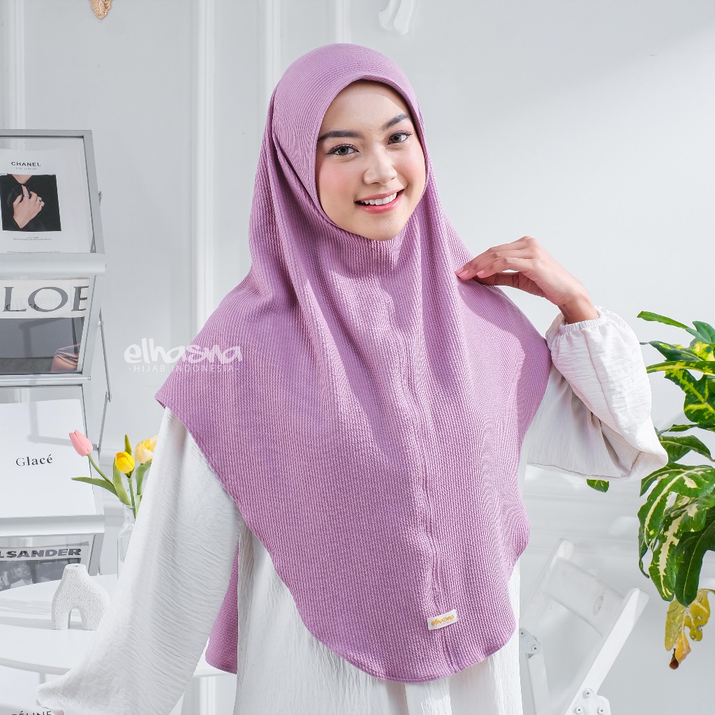 Jual Elhasna Hijab Indonesia Bergo Instan Kerudung Jersey Knit Pad Malay L | Shopee Indonesia