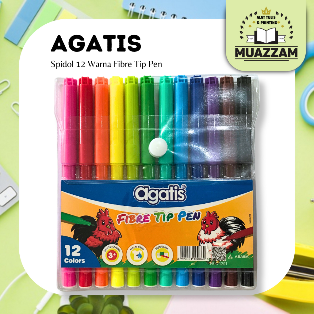 Jual Agatis Spidol 12 Warna Fibre Tip Pen | Shopee Indonesia