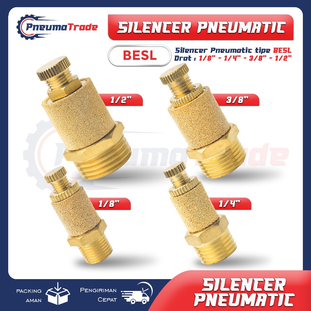 Jual SILENCER PNEUMATIC SPEED CONTROL 1/8 3/8 1/4 1/2 BESL | Shopee ...