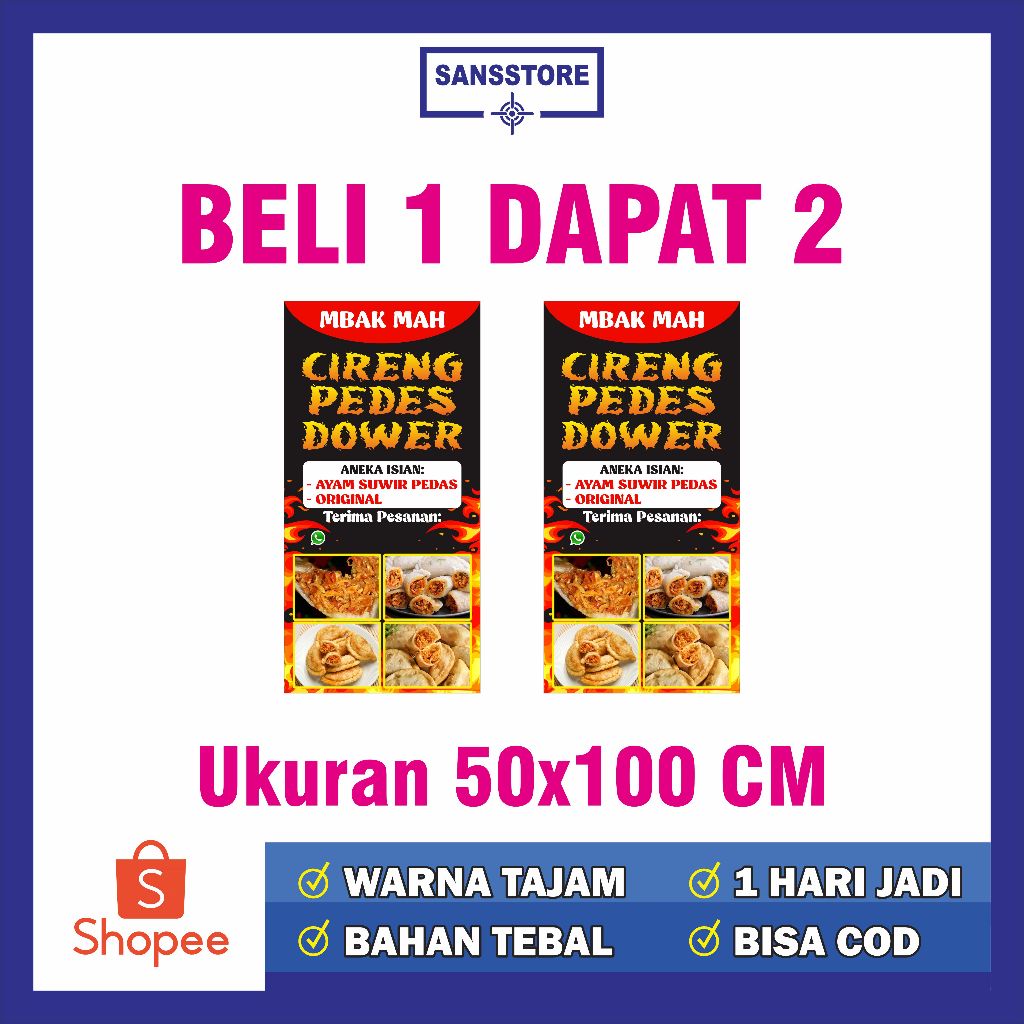 Jual BANNER CIRENG 50X100 BENNER BENER SPANDUK BALIHO | Shopee Indonesia