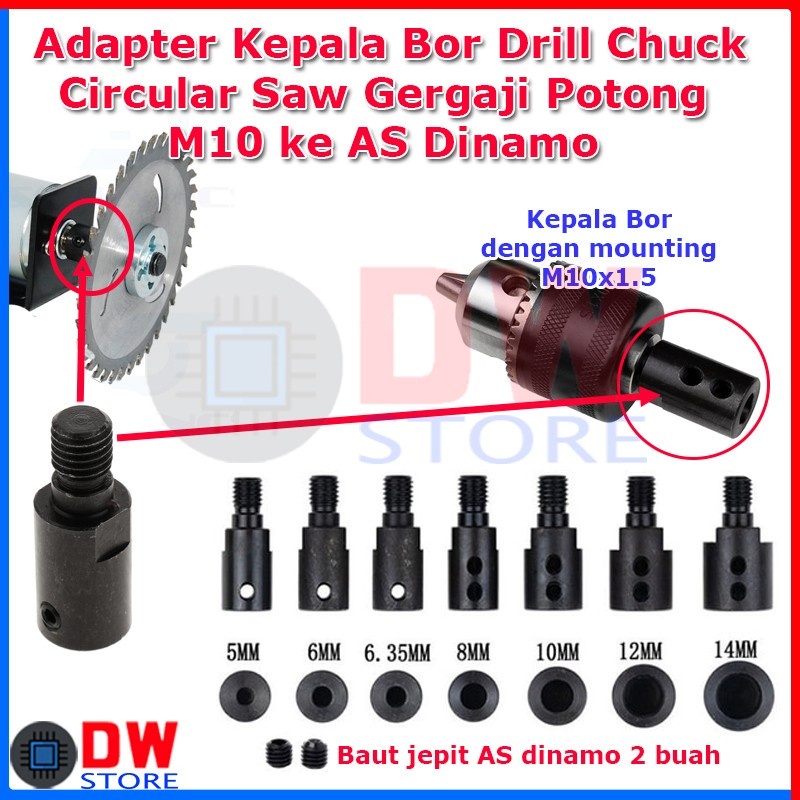 Jual Circular Saw Blade Drill Chuck Bor Kepala Adapter Arbor M10 AS ...