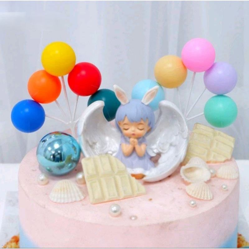 Jual Topper balon hiasan kue warna warni cake topper bola bola balon ...