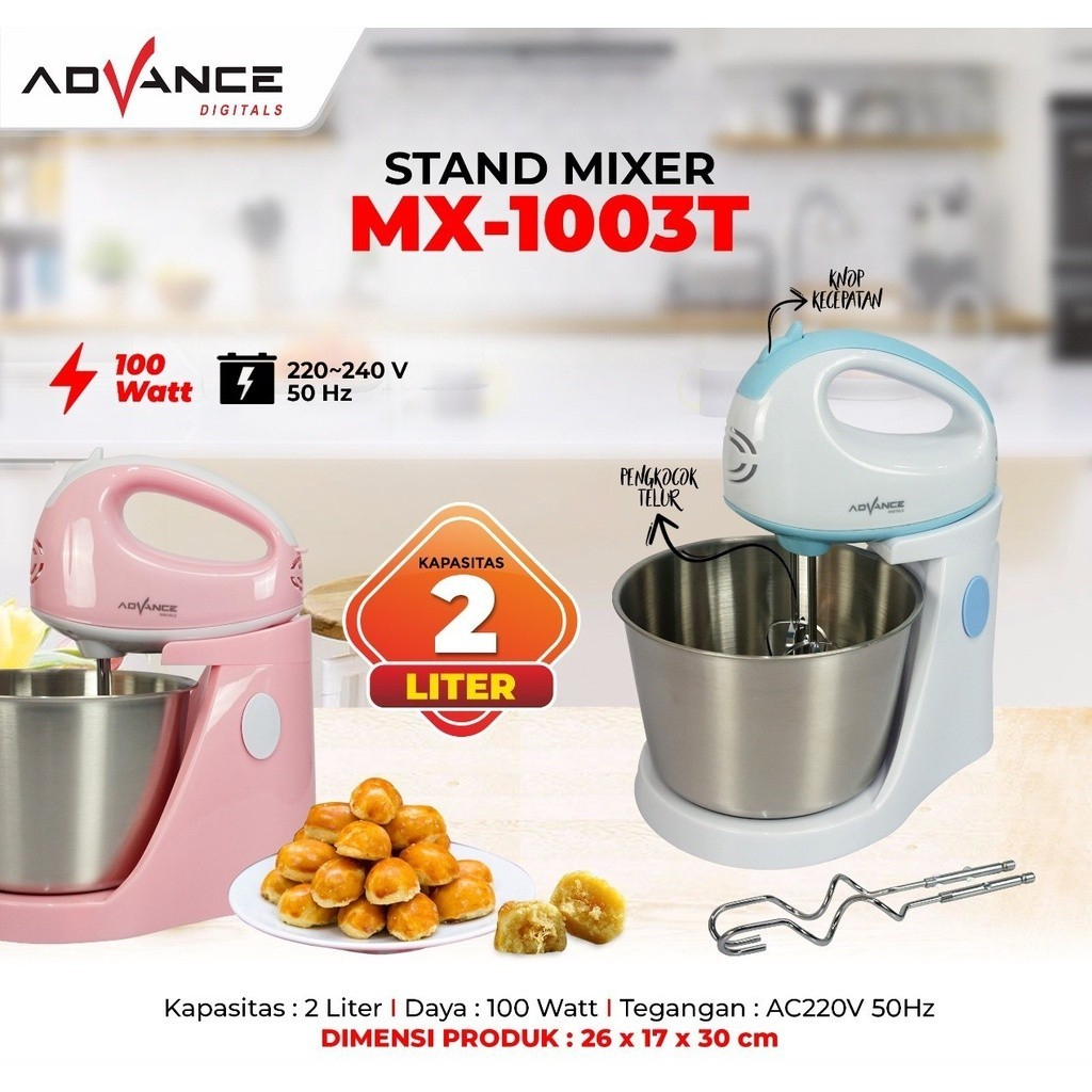 Jual Stand Mixer Advance MX-1003T Stand Mixer 2 Liter Advance Mixer ...