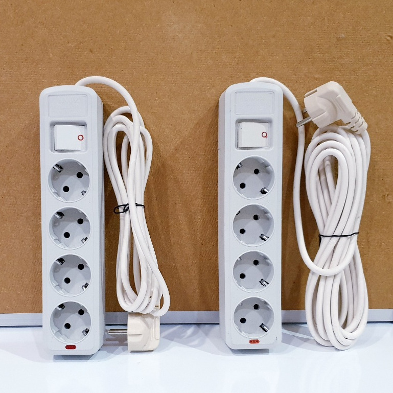 Jual Stop kontak cabang 4 + kabel 3 meter atau 5 meter | Shopee Indonesia