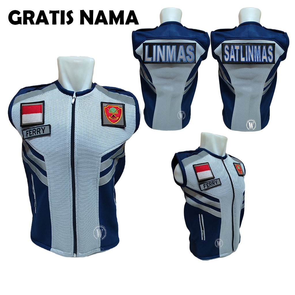 Jual Rompi Linmas Satlinmas Jala Tebal Abu Mix Navy Logo Bordir Terbaru ...