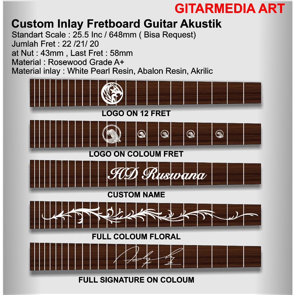 Jual CUSTOM INLAY FRETBOARD GITAR AKUSTIK - FRETBOARD GITAR AKUSTIK ...