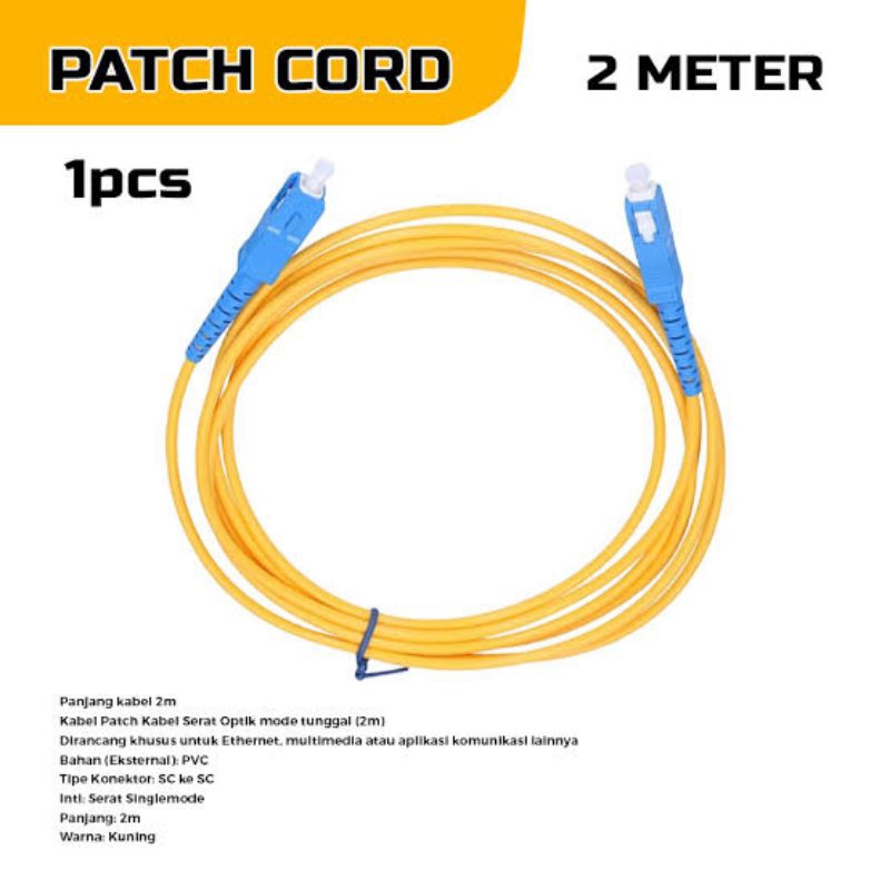 Jual Kabel Fiber Optic Patch Cord Warna Kuning 1M 2M 3M 5M FO Patch Cord Single Mode SC-SC 1PCS ...