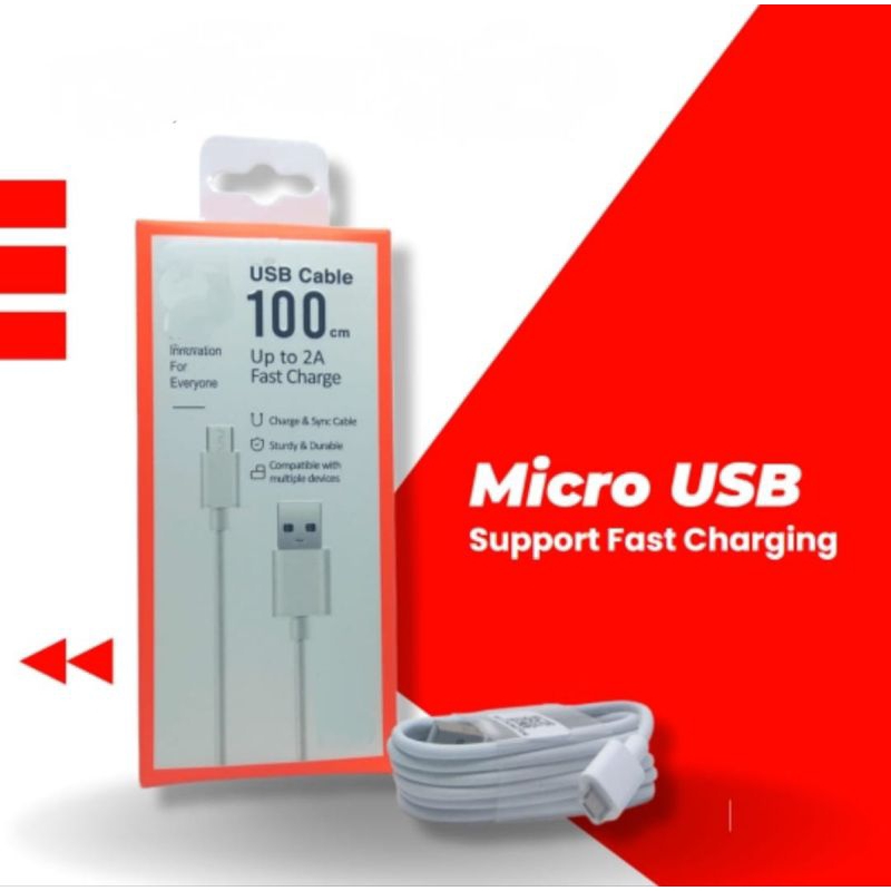 Jual KABEL DATA MICRO USB 2A 100CM FAST CHARGING COMPATIBLE FOR XIAOMI ...