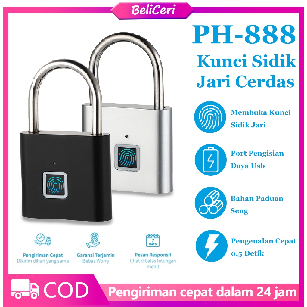 Jual Padlock Gembok Fingerprint / Gembok sidik jari tahan air / gembok ...