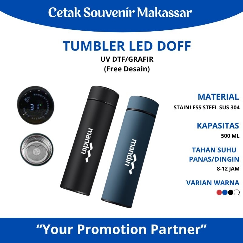 Jual Tumbler LED Doff Custom Cetak Nama/Logo 500ml - Stainless Steel ...