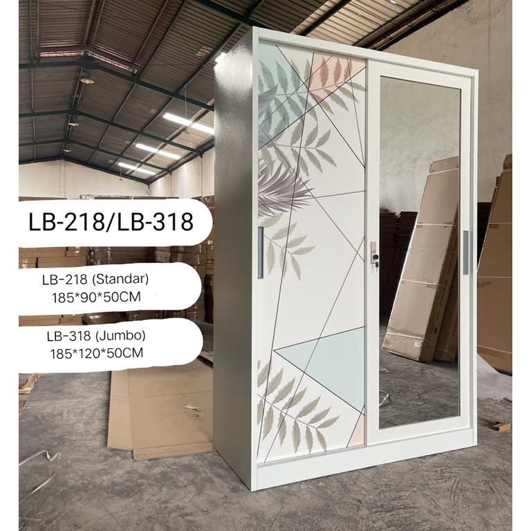 Jual Lemari Baju Besi Sliding LB-318 - Lemari sliding Baju - Lemari Pakaian lebar 120 cm JUMBO ...