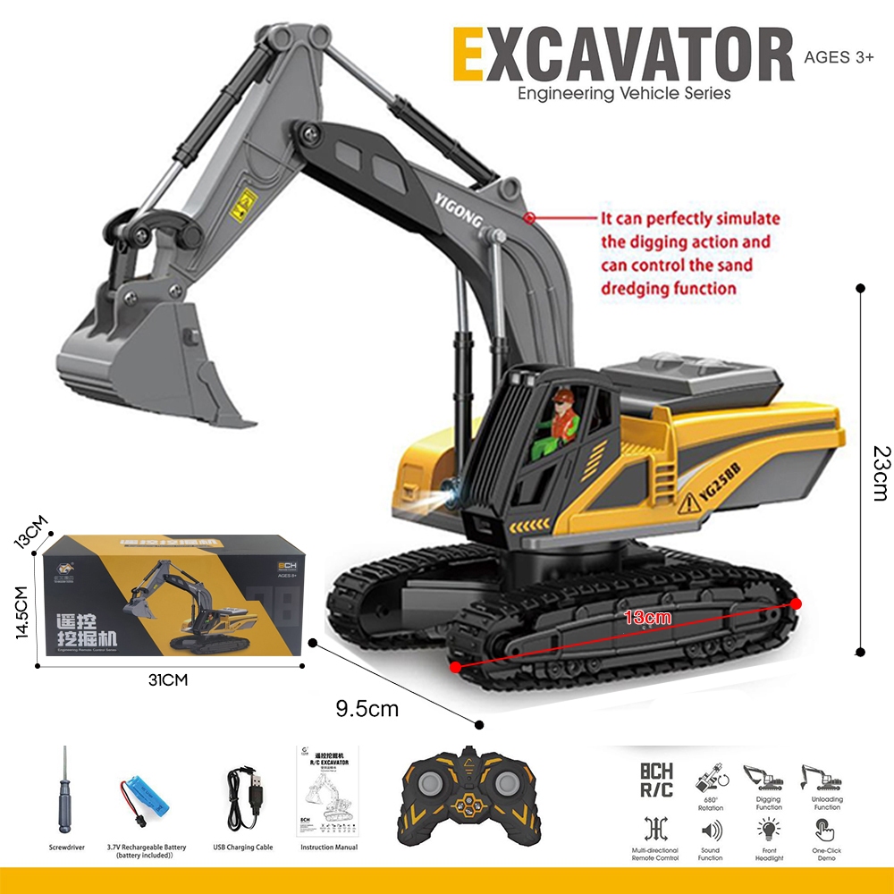Jual Tatajoy 1:14 Mainan Excavator Remote Control Besar 14Channel ...