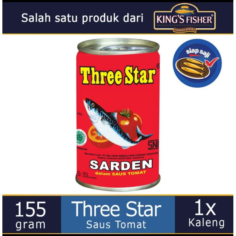 Jual Sarden Three star Sarden 155g | Shopee Indonesia