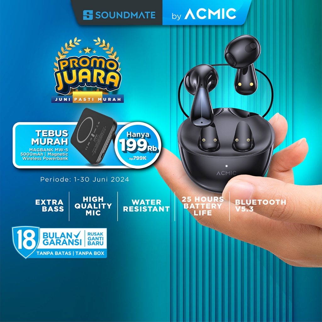 Jual ACMIC SOUNDMATE LIFE TWS C01 Wireless Bluetooth Earphone Mini ...