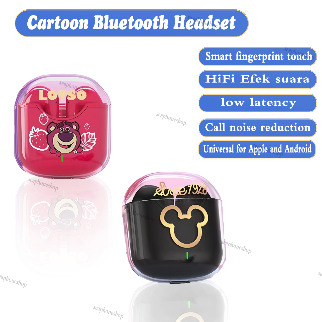 Jual Cartoon Headset Bluetooth TWS Earphone Super Bass Henset ...