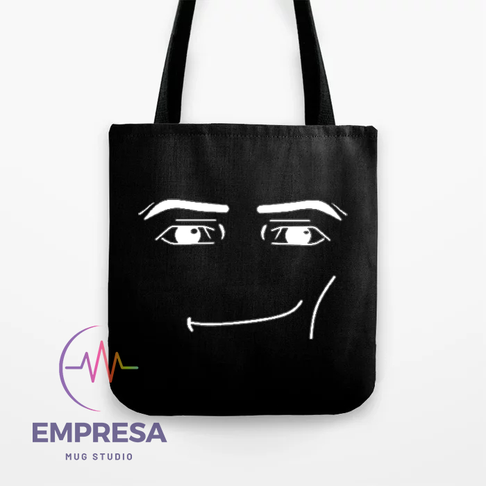 Jual Black Tote Bag Man Face Meme Roblox Face Robux Game Polyester ...
