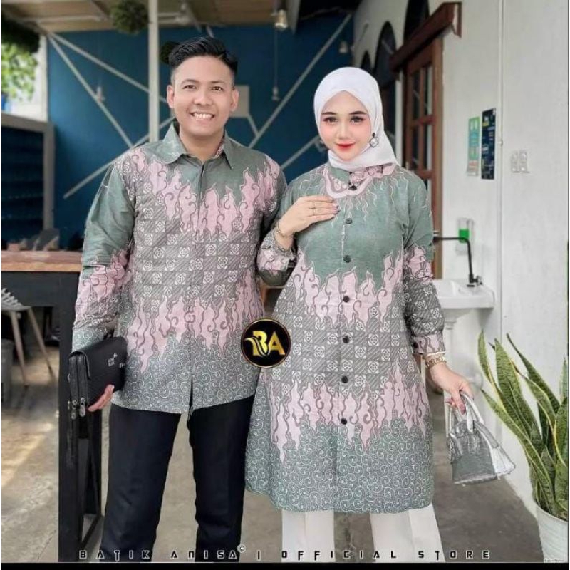 Jual Batik Tunik Couple Modern Set Pakaian Couple Kemeja Batik Pria Baju Batik Couple Batik ...