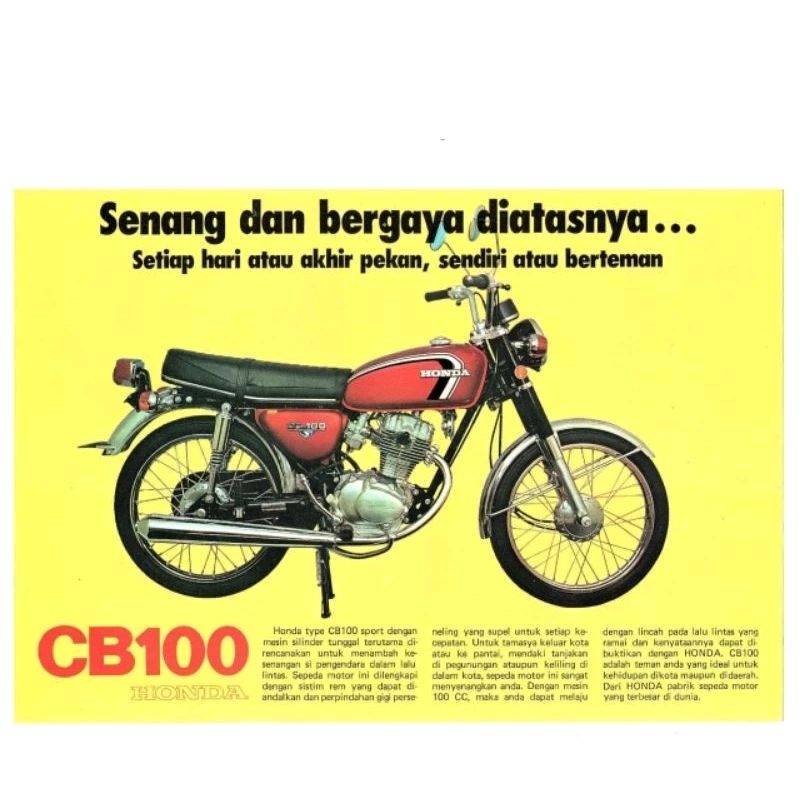 Jual poster honda cb100 original iklan honda cb100 original | Shopee Indonesia
