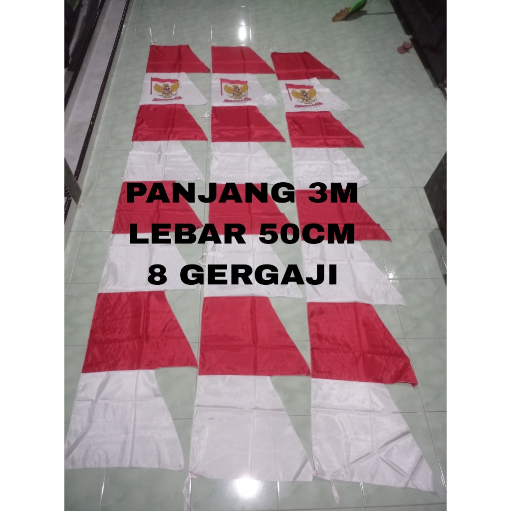 Jual Bendera Umbul Umbul Zigzag Merah Putih Sablon Garuda Panjang 3m | Shopee Indonesia