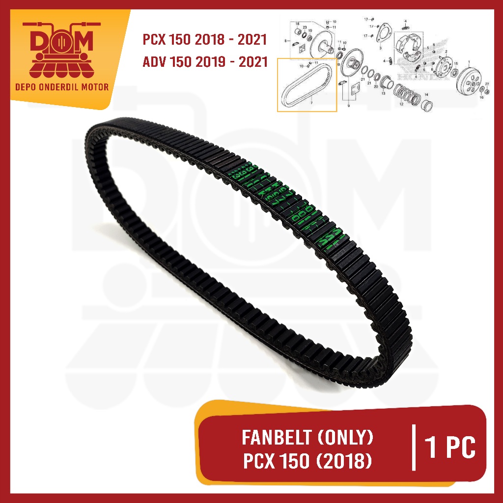 Jual Fanbelt Only PCX 150 2017 (TOKAIDO) Ban Penggerak Tali Kipas Fan ...