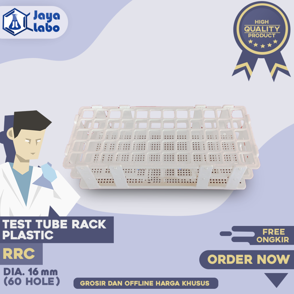 Jual Test Tube Rack White dia. 16mm/ Rak Tabung Reaksi Plastik 5x12 60 ...