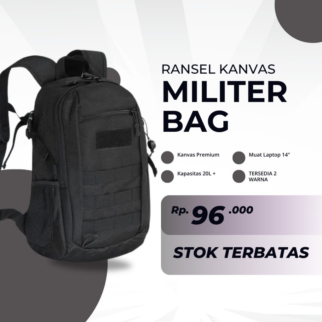 Jual Tas Ransel Militer Canvas Mini Bakcpack Taktikal Kanvas 20L ...