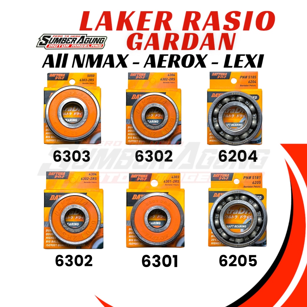 Jual LAKER LAHER BEARING RASIO GARDAN GEARBOX SET ISI 6 AEROX 155 NMAX ...
