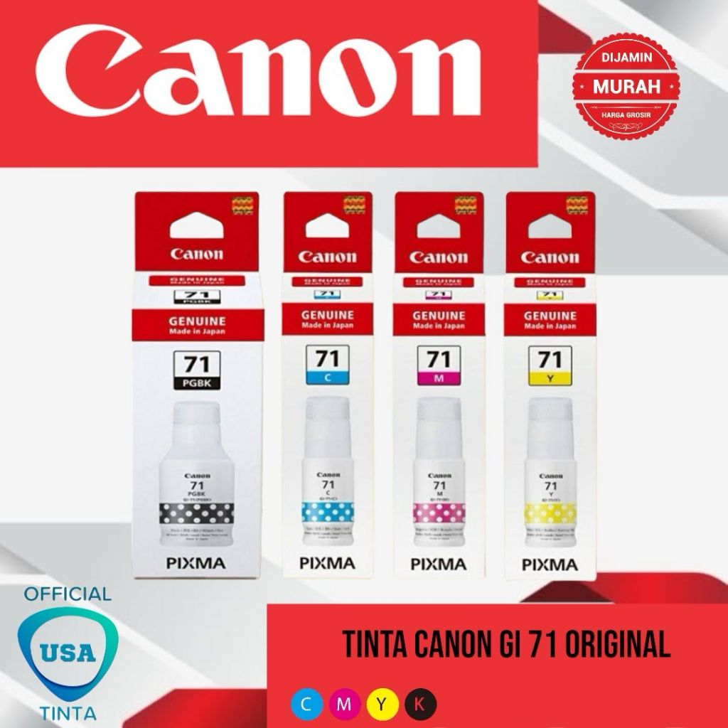 Jual 1 Set Tinta Canon GI-71 Original Printer G1020 G2020 G3020 ...