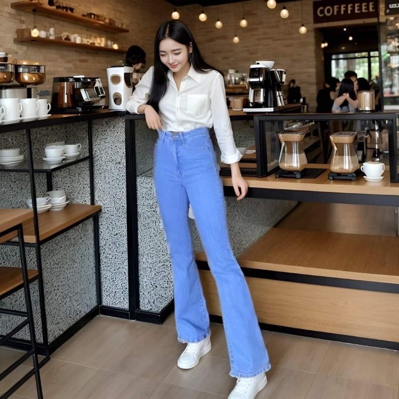 Jual HW Cutbray Jeans Wanita - Celana Cutbray Strecht Kekinian - Cutbray Flared- Streetch ...