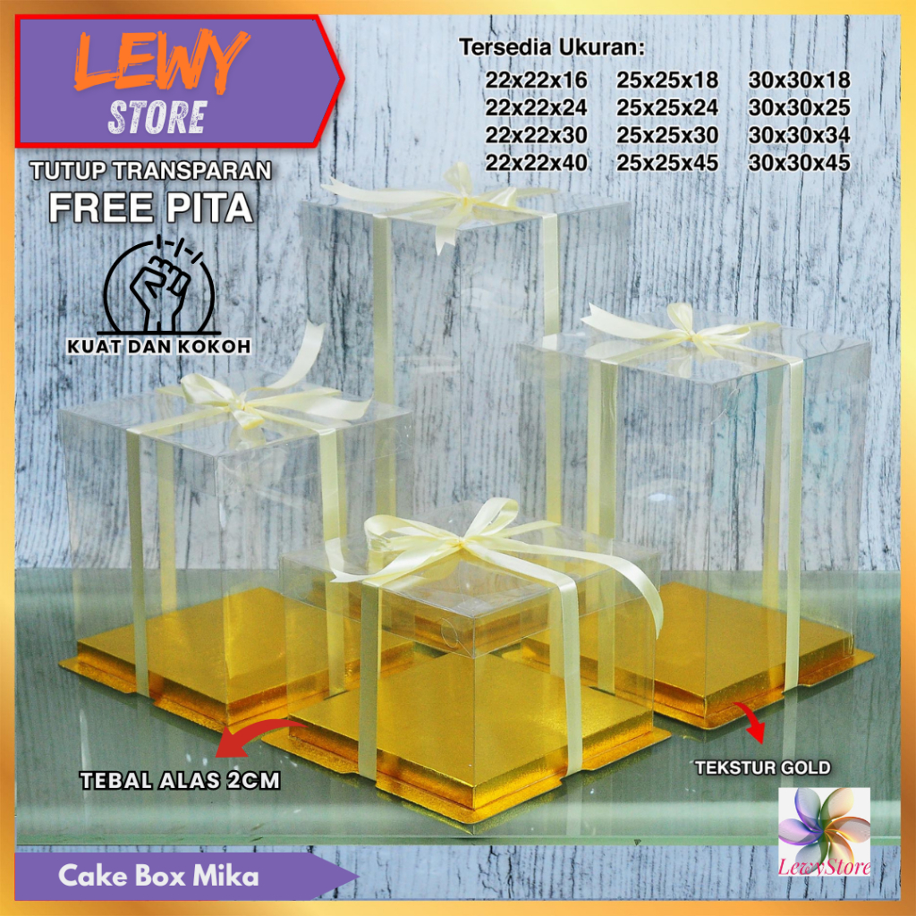 Jual Cake Box/Mika Dus/Kotak Kue/26x26cm/Tutup Transparant PET/Kotak ...