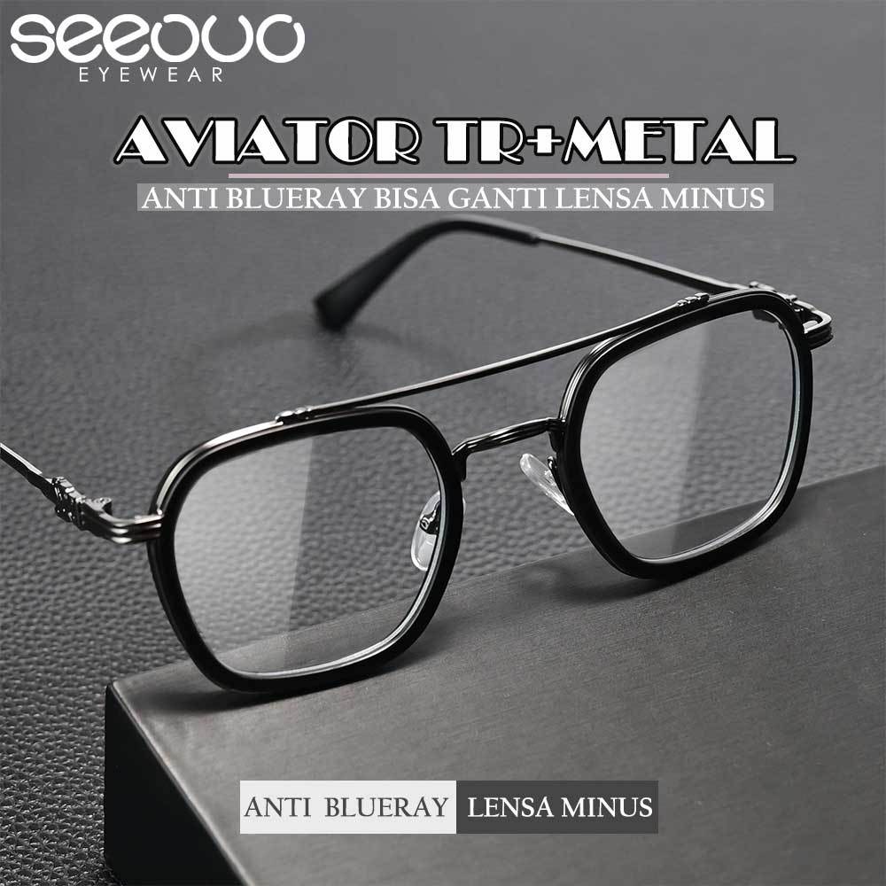Jual Seeouo Kacamata Antiradiasi Blueray Model Aviator Stylish TR90+Metal Frame Bold Elegan ...