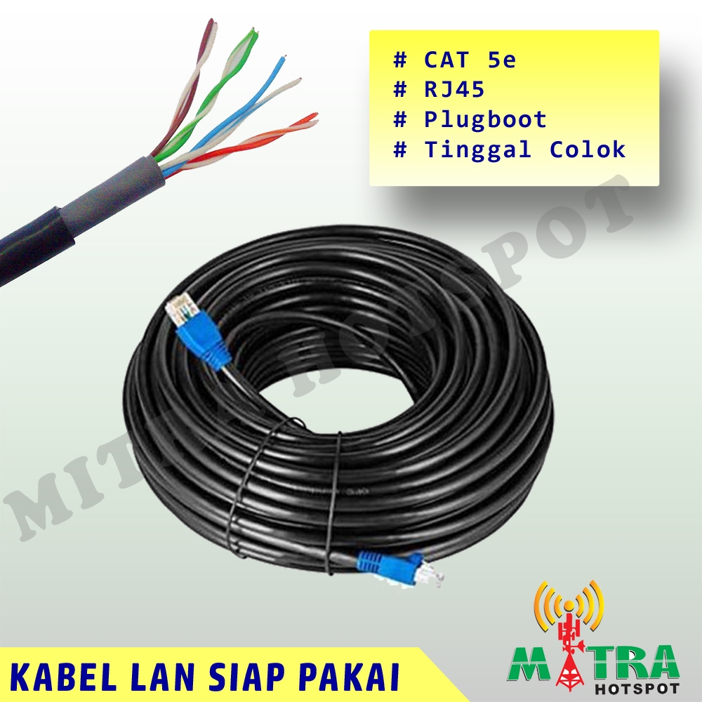 Jual Kabel LAN 40-70 meter FTP Outdoor Cat5e Spectra Black tahan panas ...