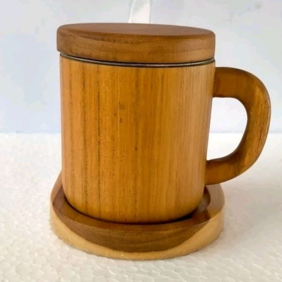 Jual Cangkir Kopi /Gelas Stainless Cover Kayu Jati Asli Lengkap Dengan ...