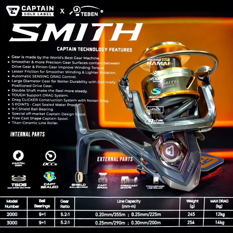 Jual REEL CAPTAIN SMITH 2000 3000 6000 POWER HANDLE | Shopee Indonesia