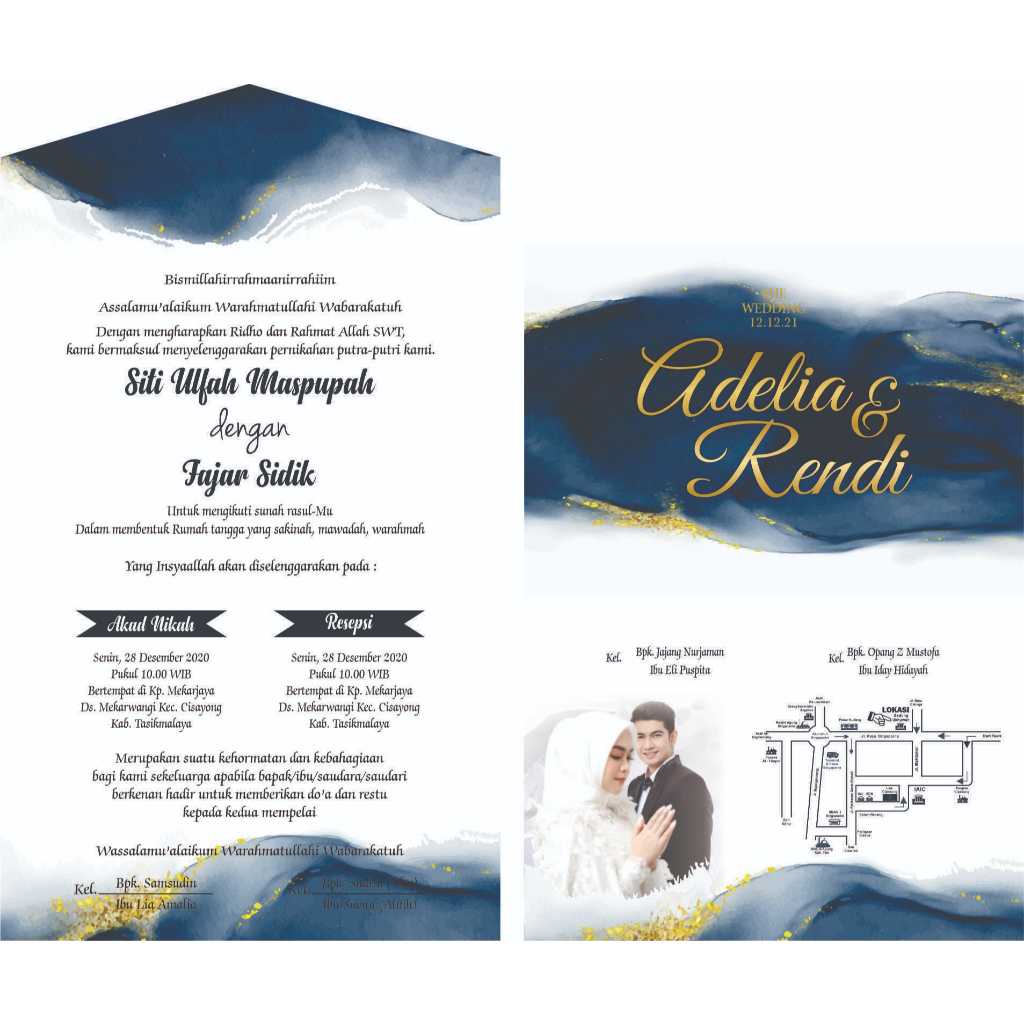 Jual Undangan Pernikahan Brief Card Bentuk Semi Amplop Elegan Rustic ...